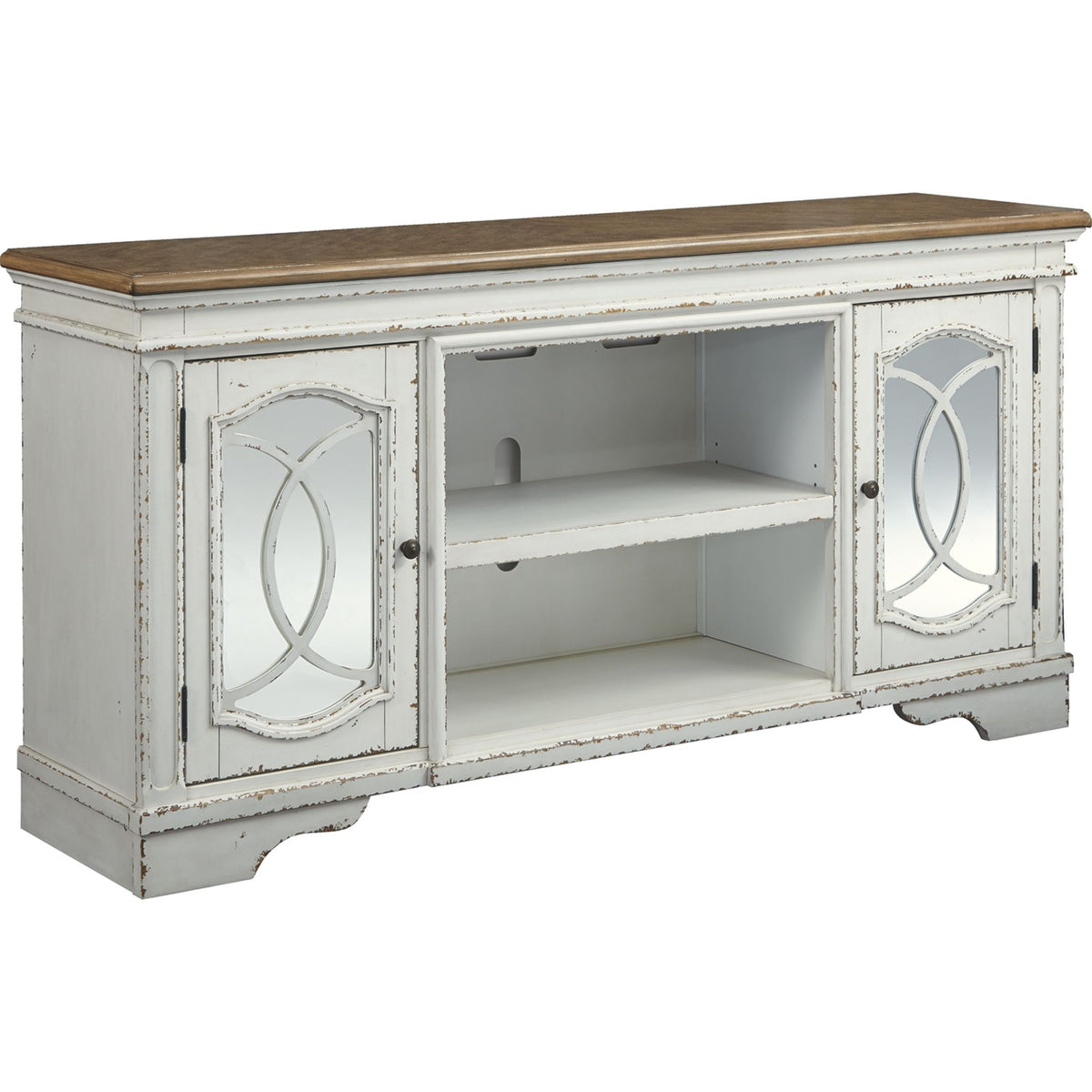 Realyn TV Stand - Chipped White | Dufresne Furniture and Appliances