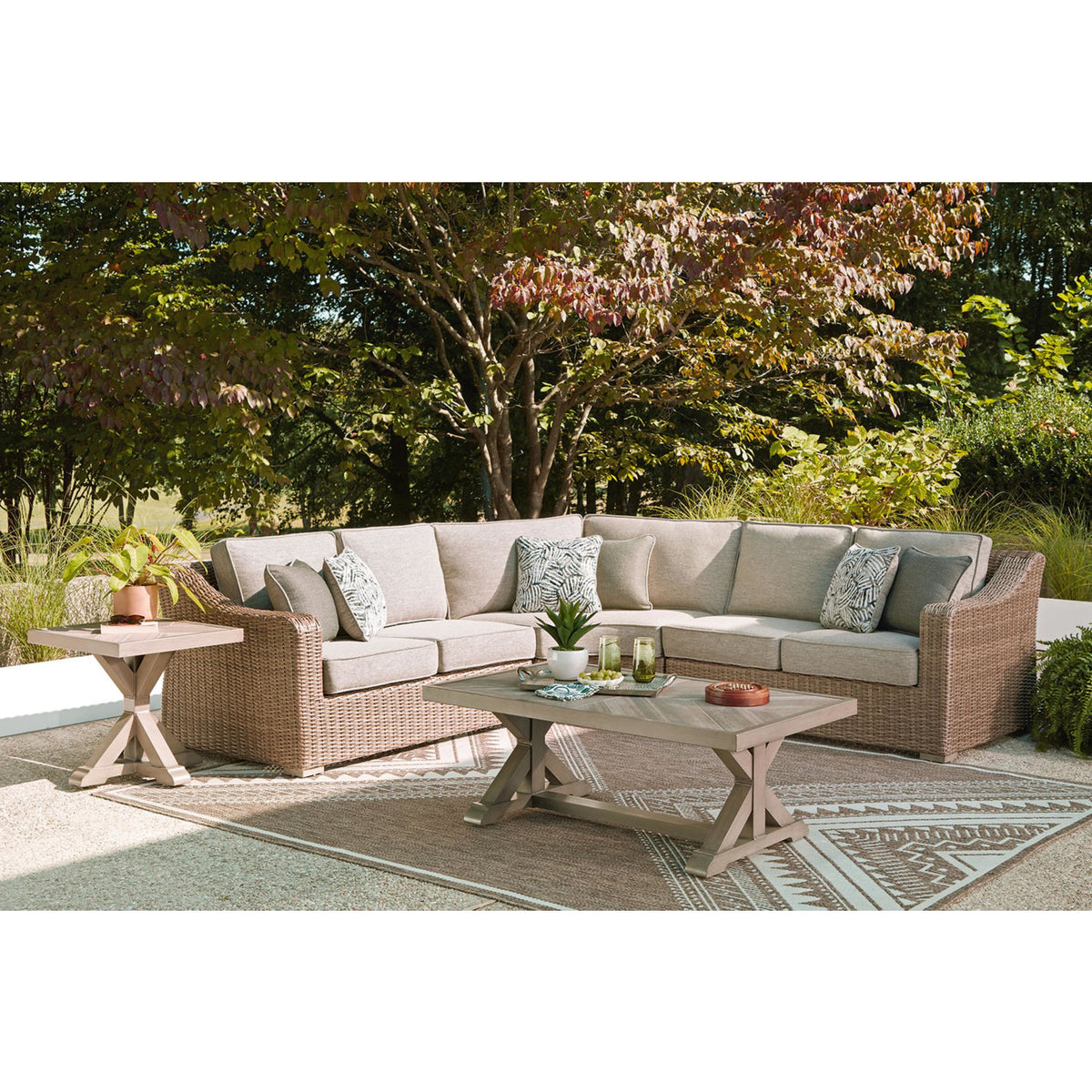 Laguna Heights 3-Piece Outdoor Sectional - Beige | Dufresne Furniture ...