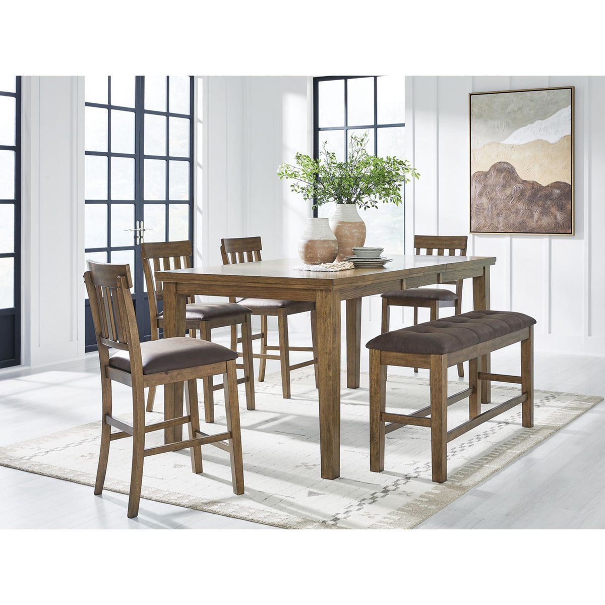 Urbinforte 6 Piece Counter Dining Set - Light Brown - (PKG024537 ...