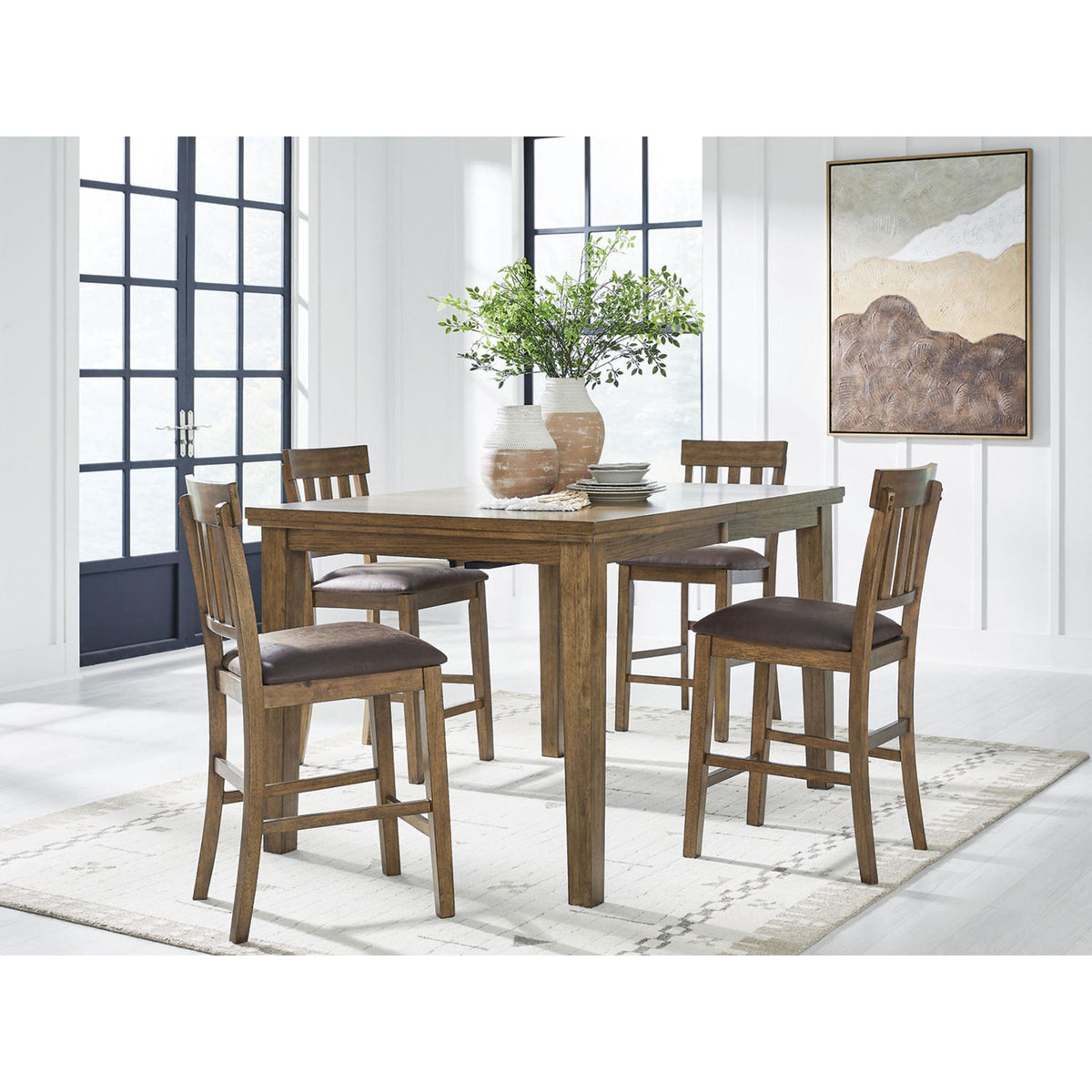 Urbinforte 5 Piece Counter Dining Set - Light Brown - (PKG024534 ...