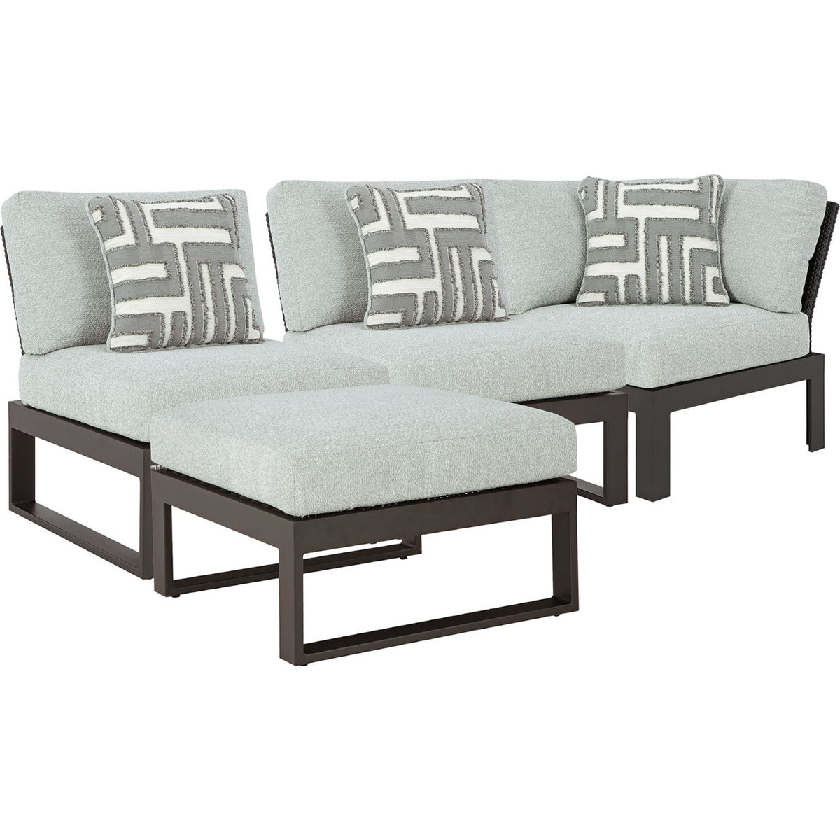 Beachloft 4 Piece Outdoor Sectional - Black/Gray | Dufresne Furniture ...
