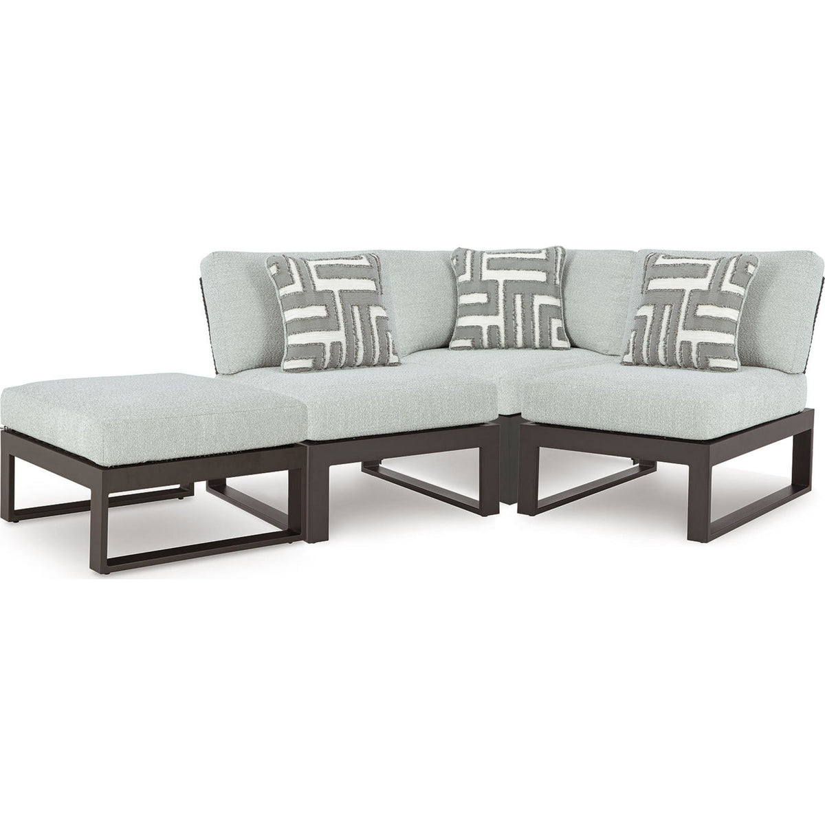 Beachloft 4 Piece Outdoor Sectional - Black/Gray | Dufresne Furniture ...