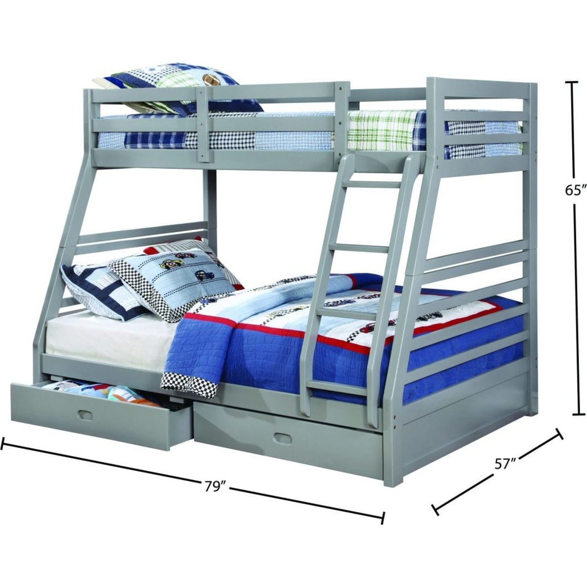 Gavin Twin/Full Bunk Bed with Storage - Grey | Dufresne Furniture and ...