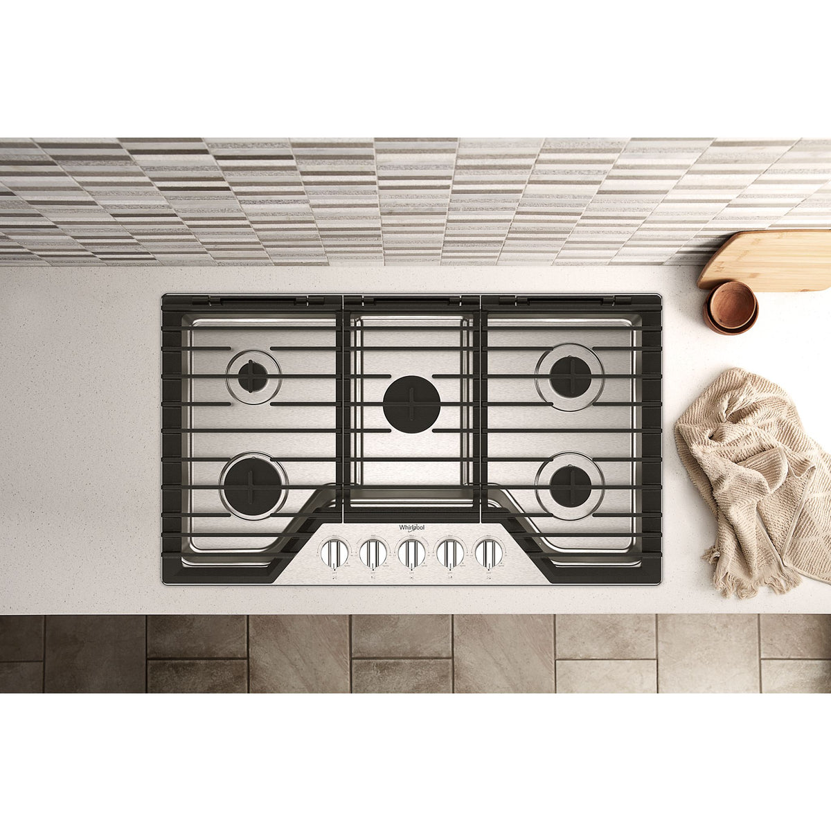Whirlpool 36" Gas Cooktop (WCGK5036PS) - Stainless Steel | Dufresne ...