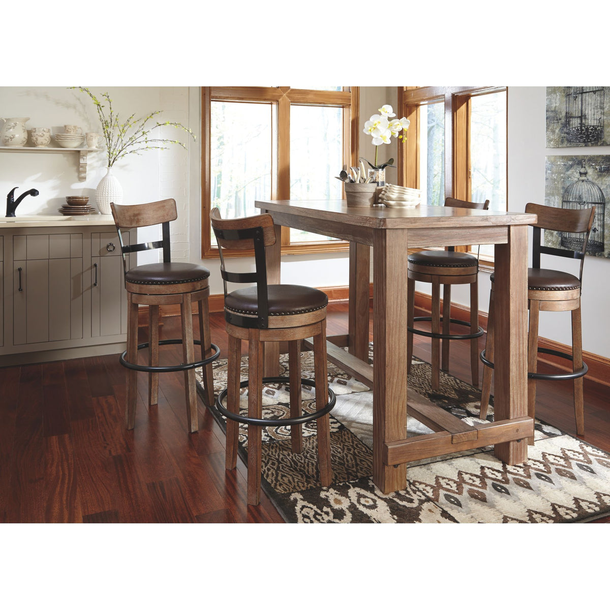 Pinnadel Bar Height Stool - Light Brown - (D542-130) | Dufresne ...