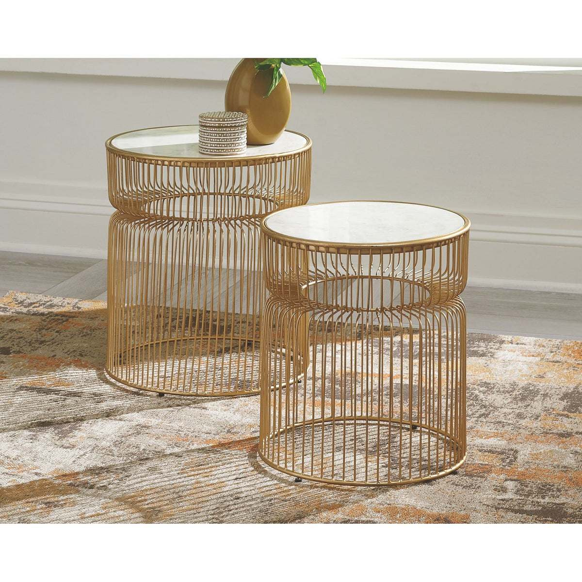 Vernway Accent Table - White/Gold | Dufresne Furniture and Appliances