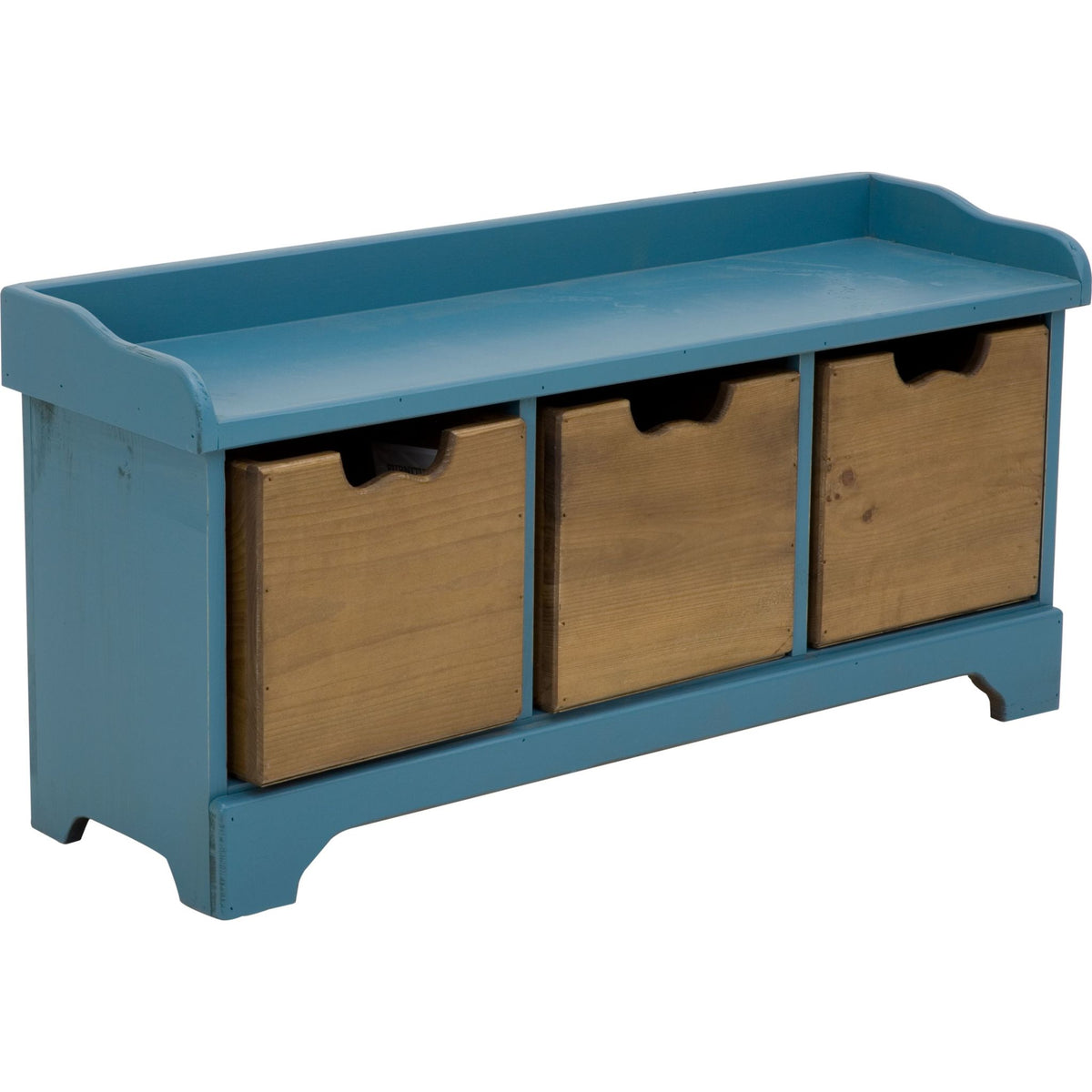 Cubby Storage Bench with Bins - Blue/Natural | Dufresne Furniture and ...