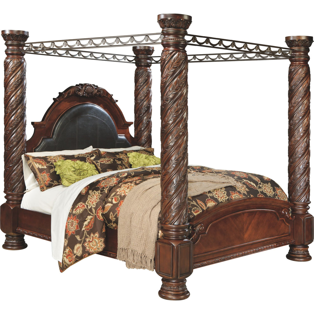 North Shore 5 Piece King Canopy Bed - Dark Brown | Dufresne Furniture ...