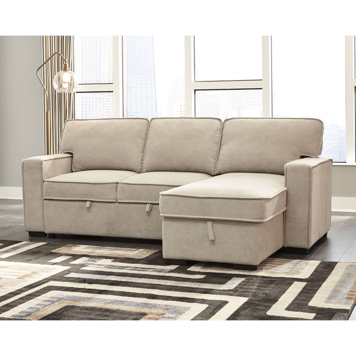 Darton 2 Piece Sleeper Sectional - Cream | Dufresne Furniture and ...